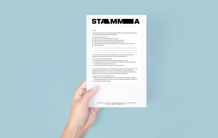 New stammer supporting letter for GPs | STAMMA