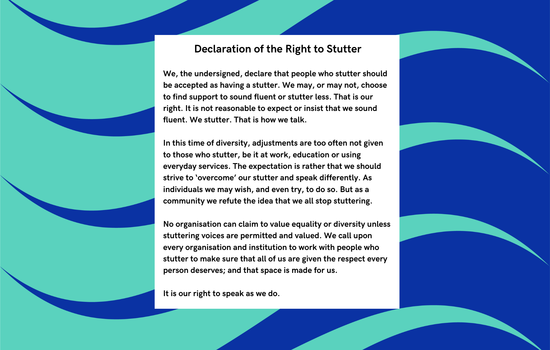 Declaration of the Right to Stutter | STAMMA