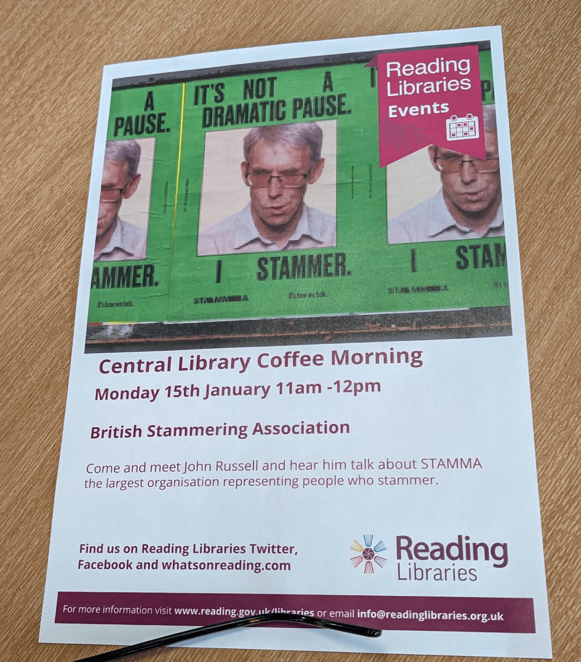 Talking about stammering at my local library | STAMMA